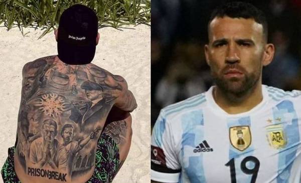 El impresionante tatuaje de Otamendi en su espalda en el que muestra su pasión por las series ...